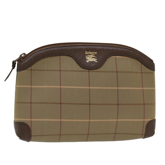 Burberry | Bags | Burberrys Nova Check Pouch Nylon Leather Brown Auth ...